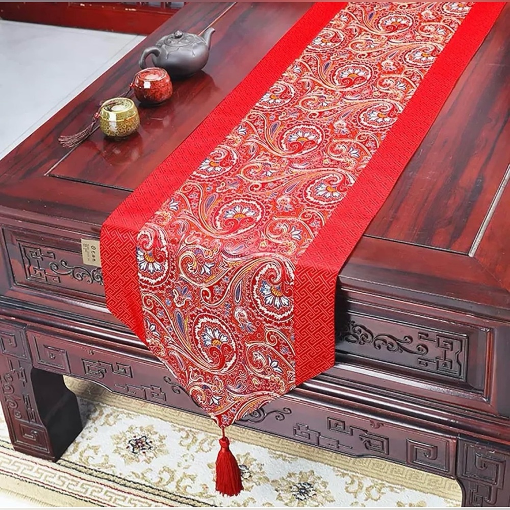 Kitchen Dining Table Runner 2m Long Soft Cotton Fabri… - Gem